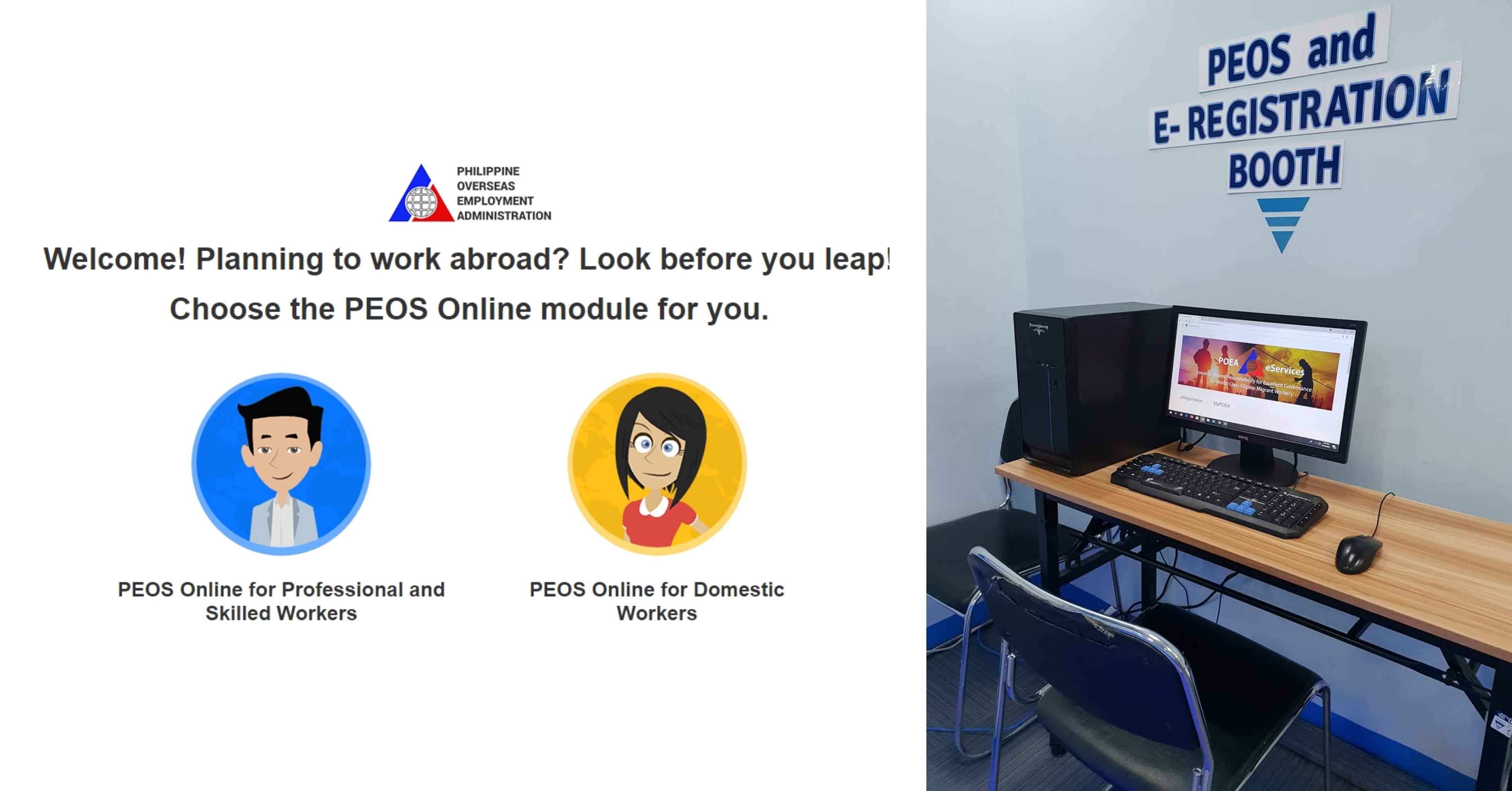 PEOS online and E-registration assistance to workers